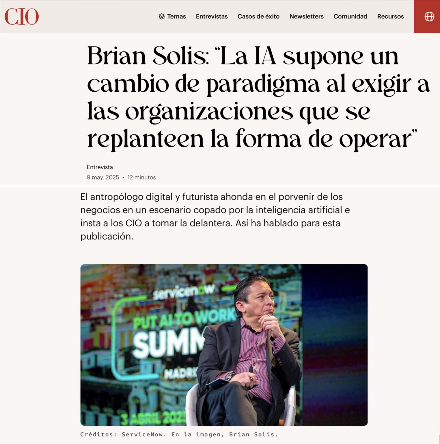CIO España: AI is a paradigm shift by requiring organizations to rethink the way they operate ...